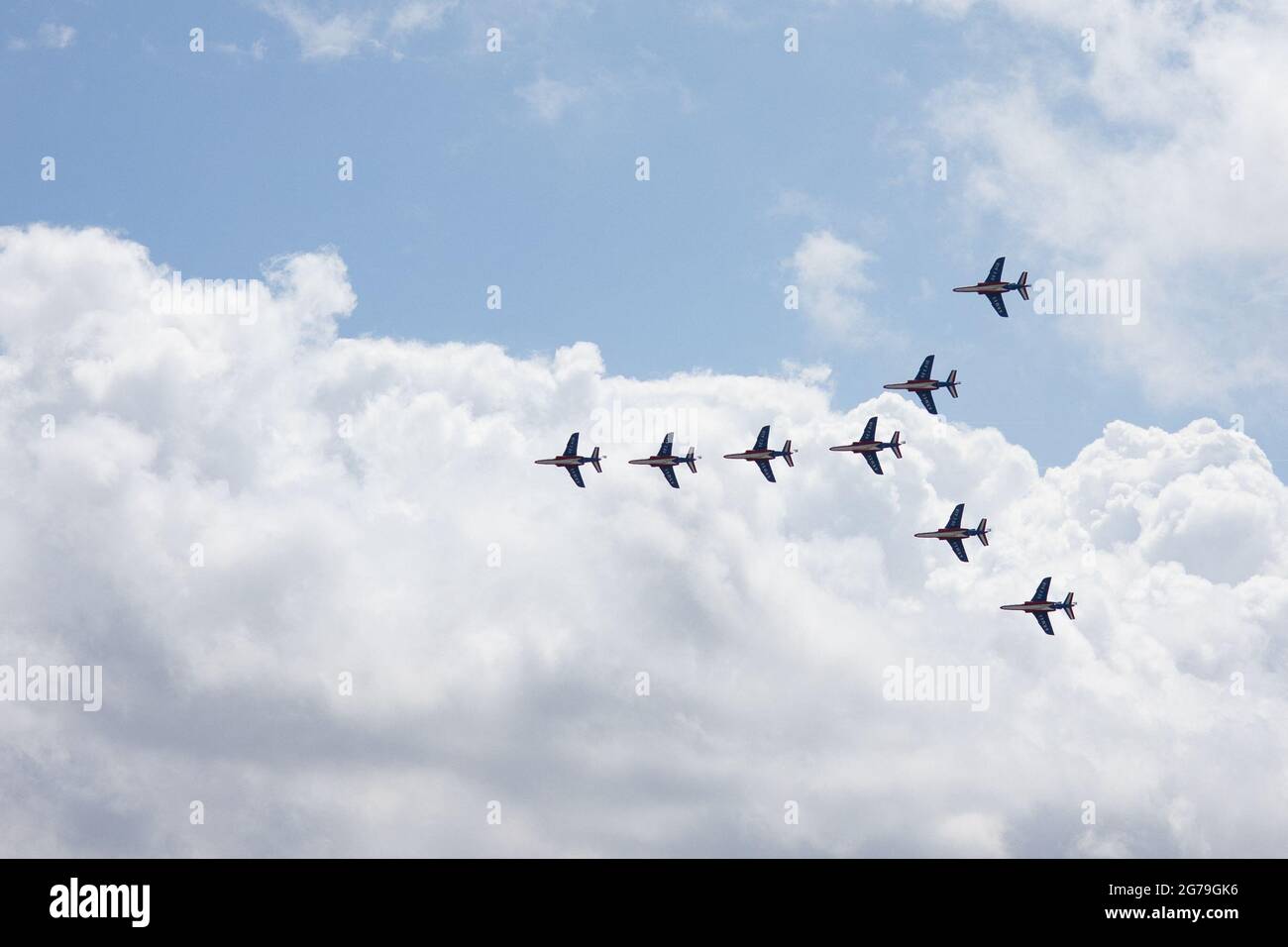 Alphajet airplanes of the French elite acrobatic flying team Patrouille ...