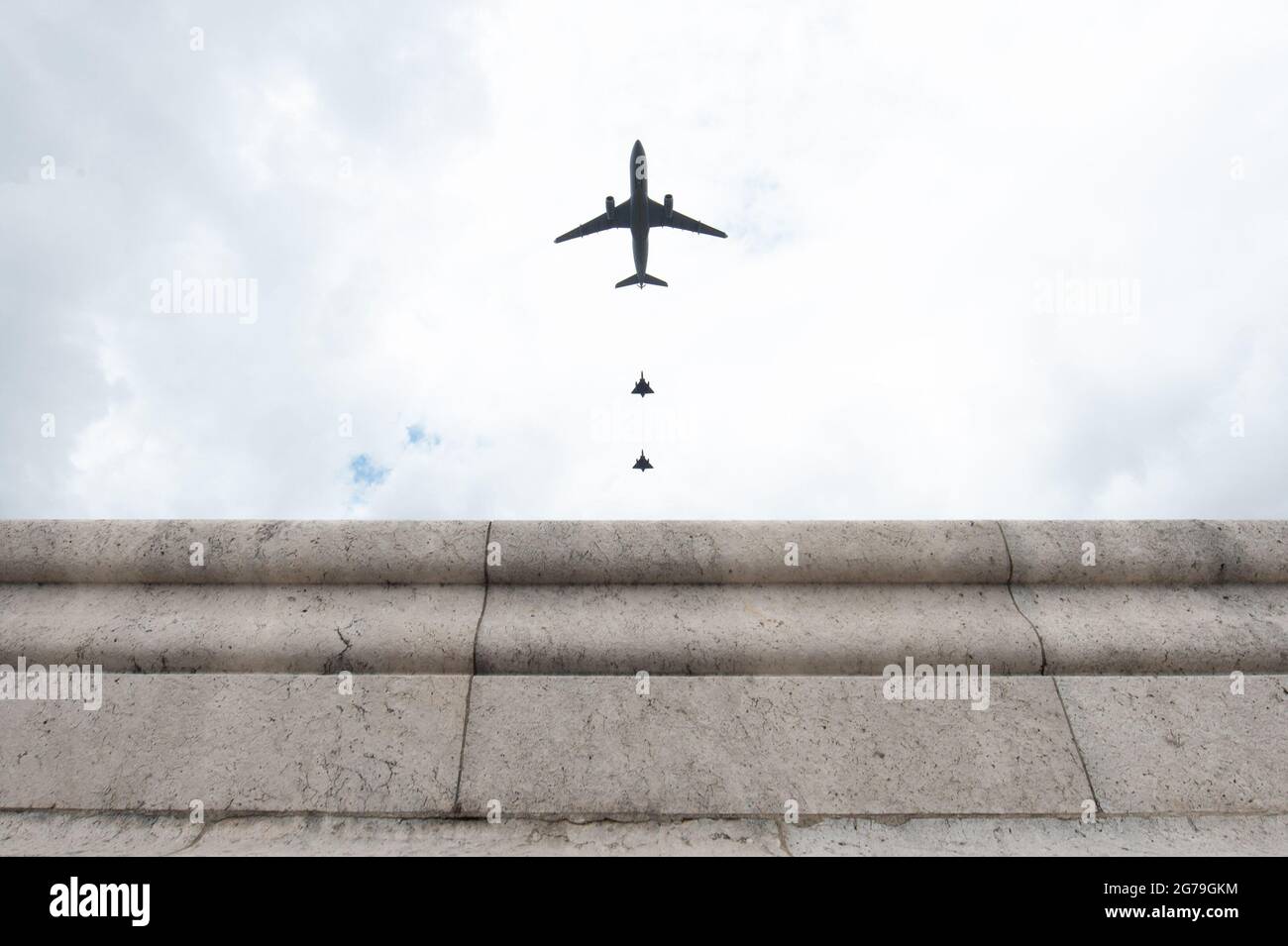French military Airplanes fly over Paris, during a practice session ...