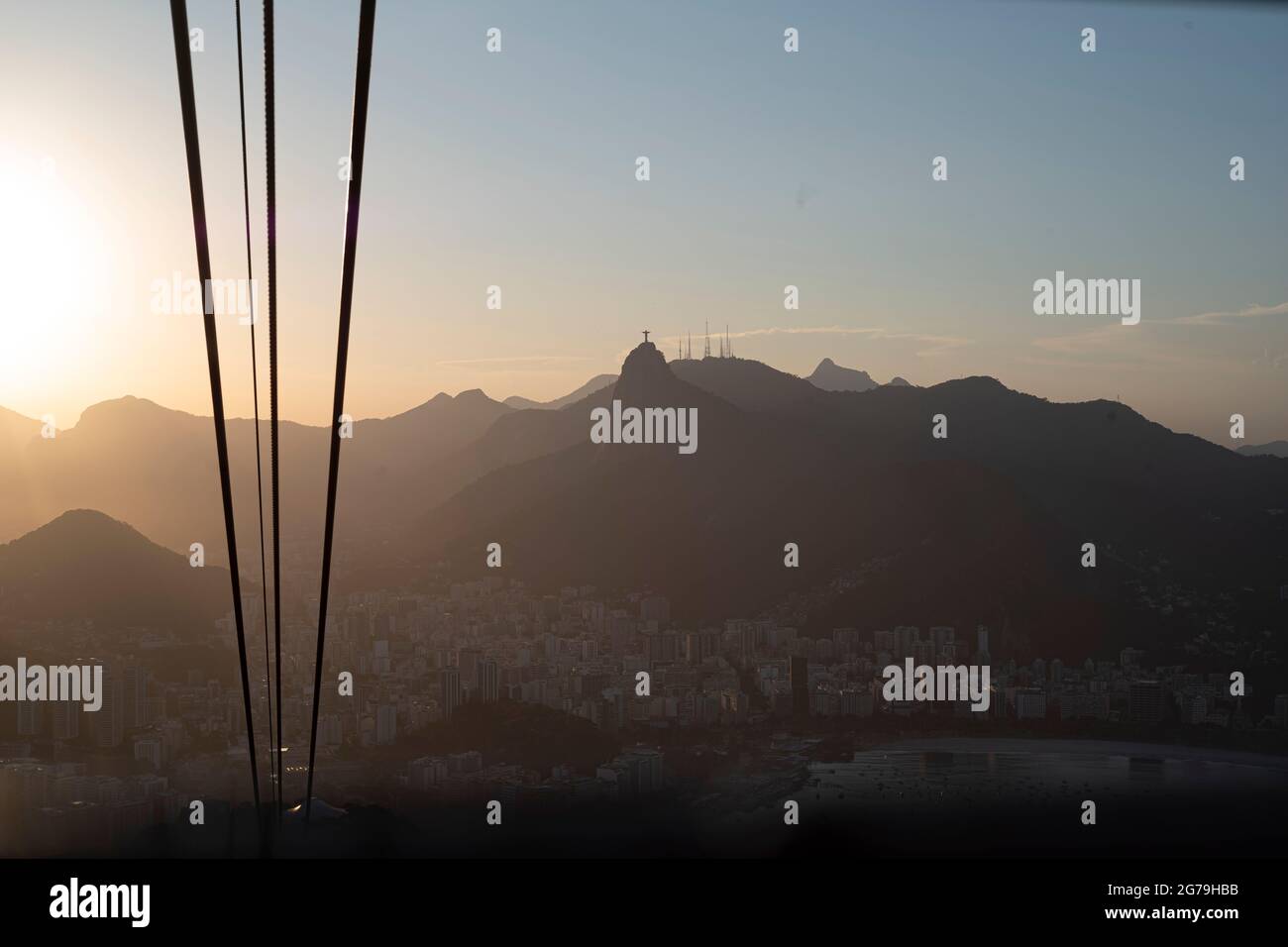 Sunset seen from Sugarloaf Mountain, Rio de Janeiro, Brazil Stock Photo ...