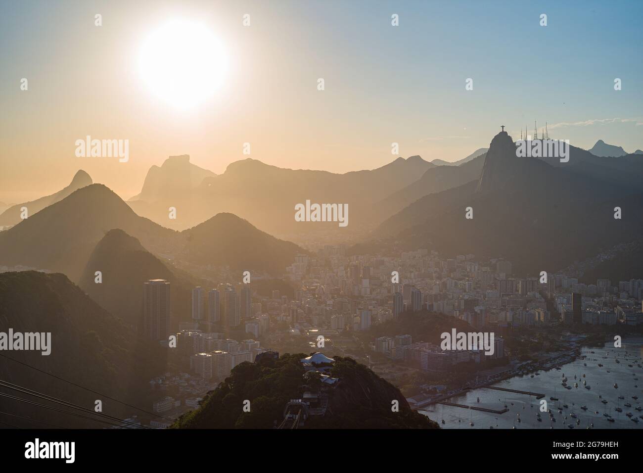 Sunset seen from Sugarloaf Mountain, Rio de Janeiro, Brazil Stock Photo ...