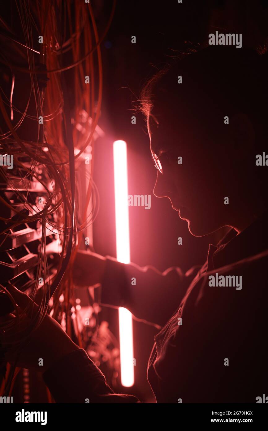 Silhouette man in network server hi-res stock photography and images ...