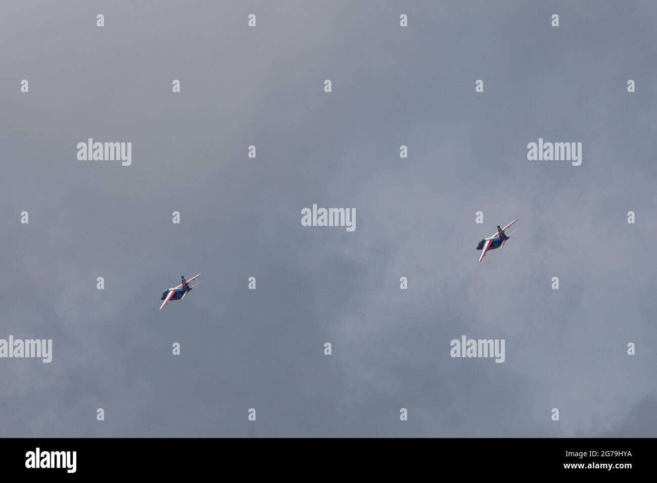 Alphajet airplanes of the French elite acrobatic flying team Patrouille ...