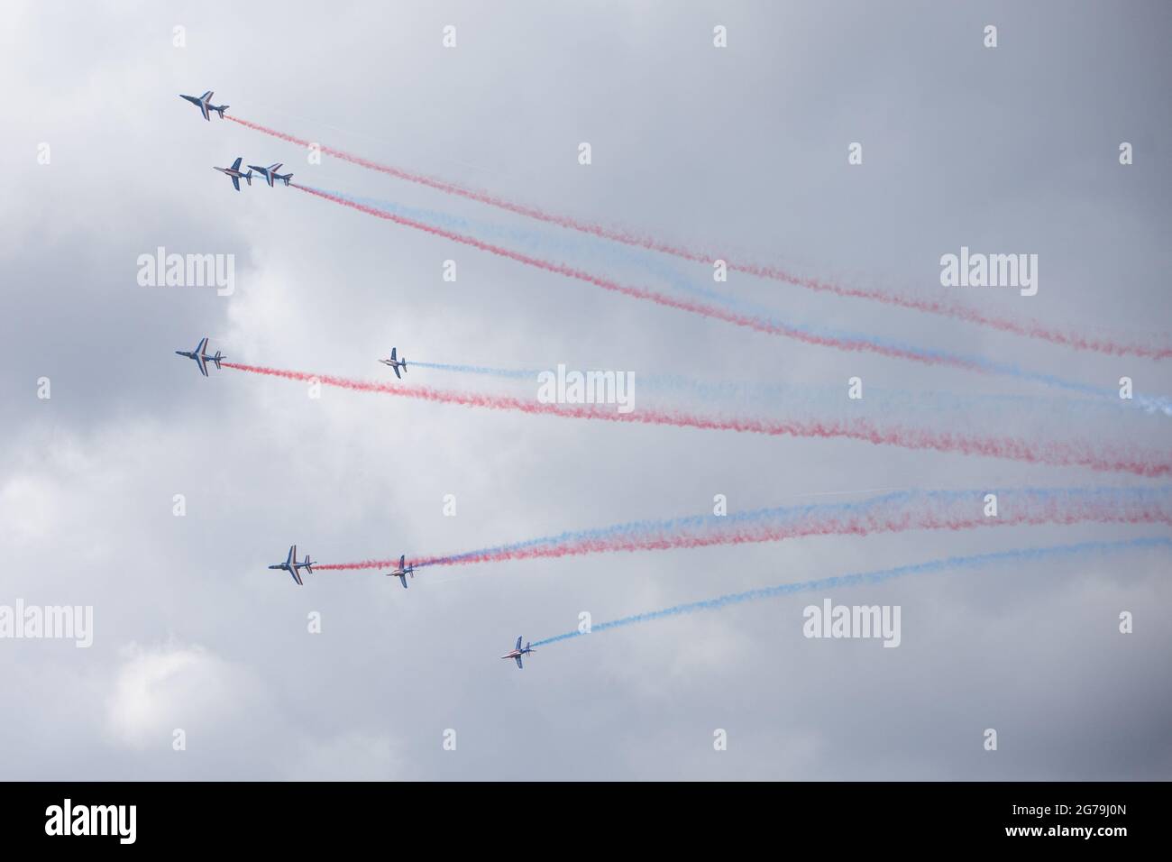 Alphajet airplanes of the French elite acrobatic flying team Patrouille ...