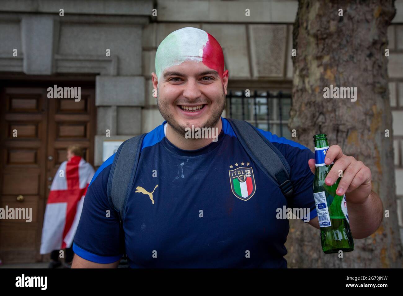 Euro 2020 Final England vs. Italy --- An Italian fan enjoys the day ...