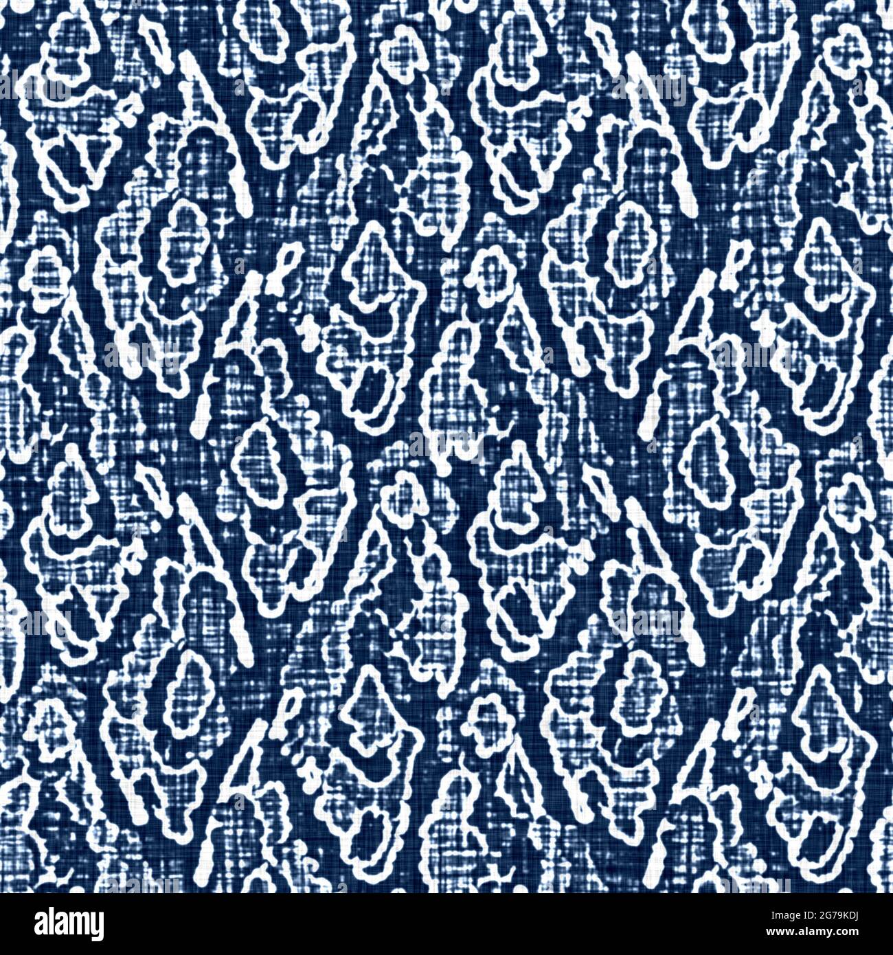 Acid wash blue jean effect texture with decorative linen geo motif ...