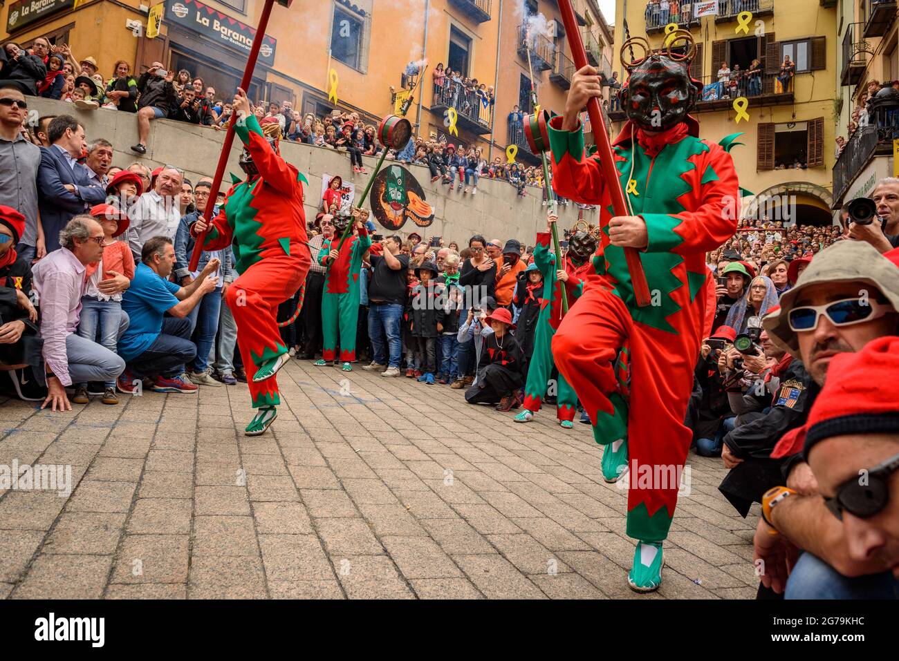 Dance of the Maces and Àngels (Angels) in the Patum de Berga festival ...