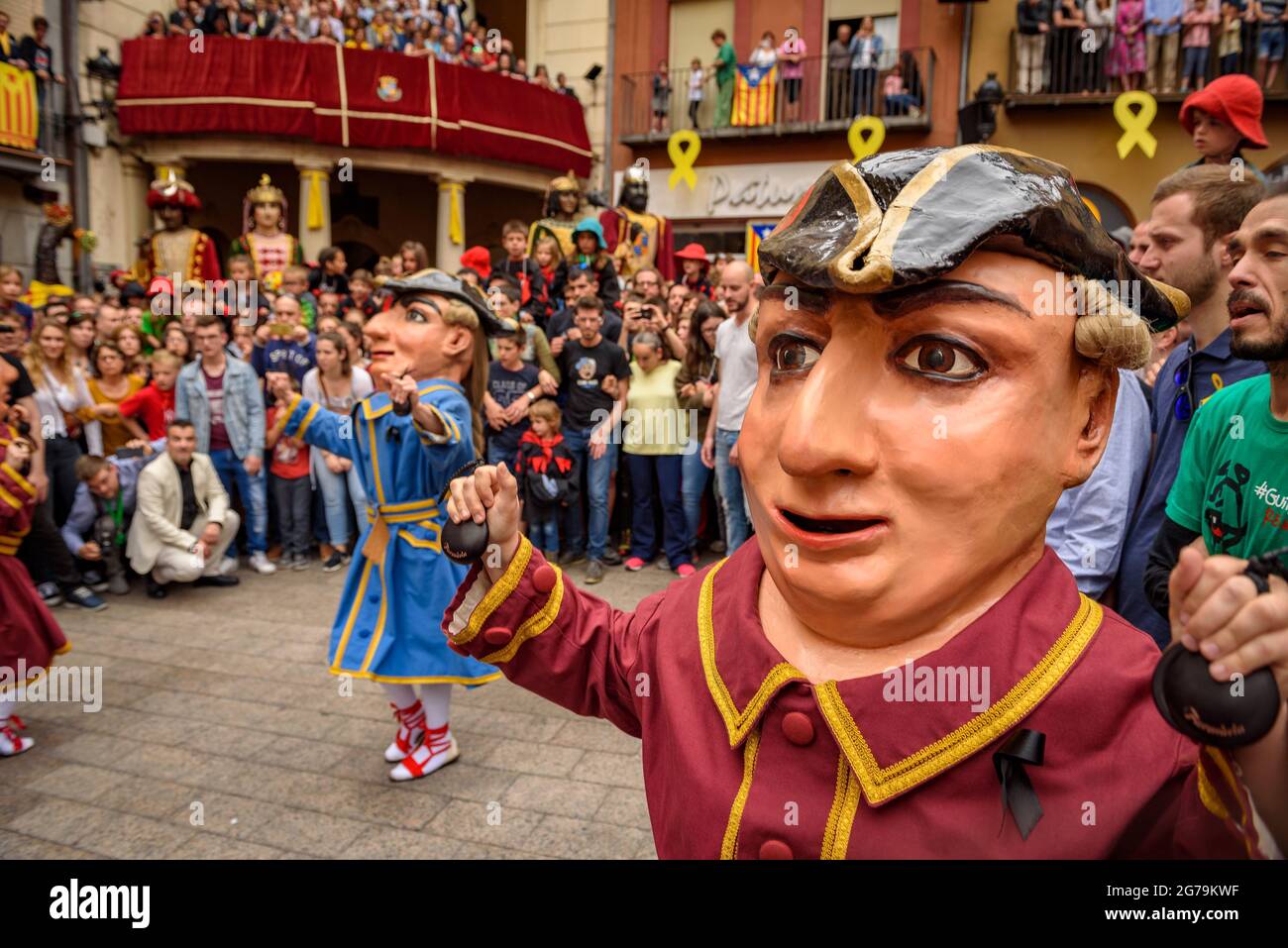 Dance of the Nans Vells (Old Dwarfs) in the Patum de Berga festival ...