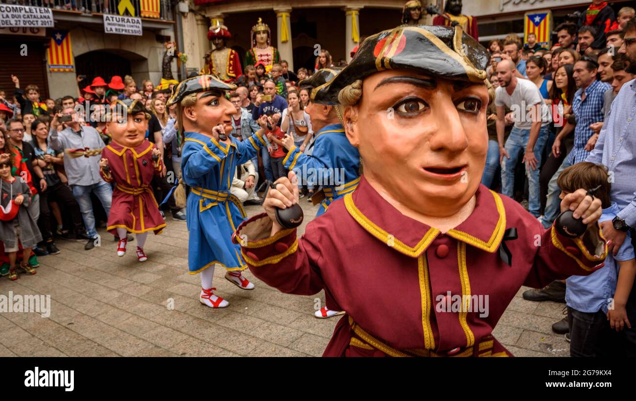 Dance of the Nans Vells (Old Dwarfs) in the Patum de Berga festival ...