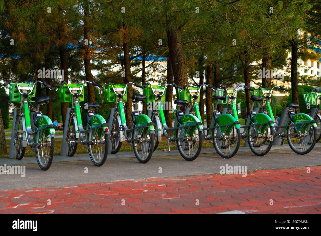 Batumi, Georgia - June 21, 2021: Bicycle rental on the boulevard Stock ...