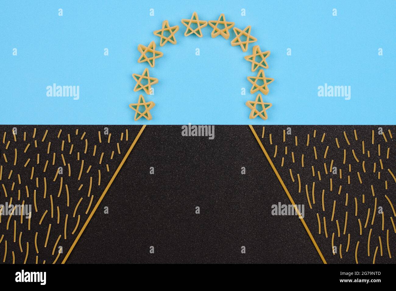 Pasta landscape. Food picture. Road to future of pasta food concept ...