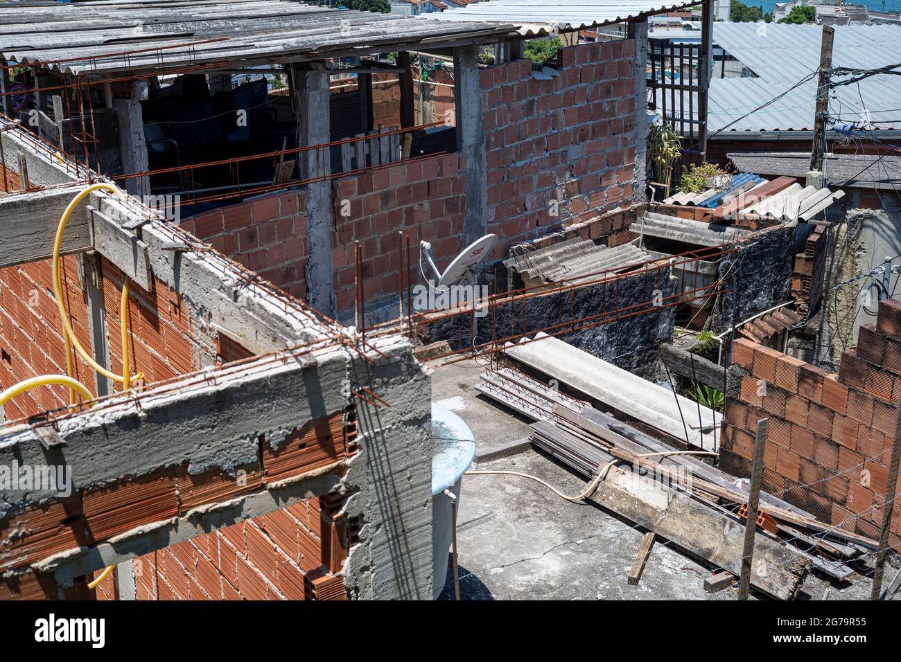 Fragile residential constructions of favela Vidigal in Rio de Janeiro ...