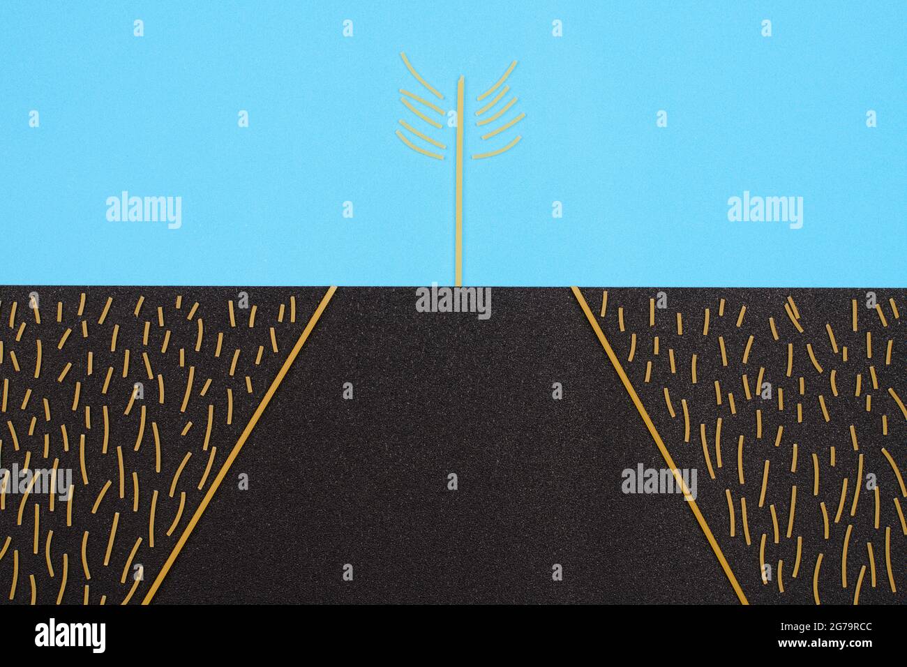 Pasta landscape. Food picture. Road to future of pasta food concept ...