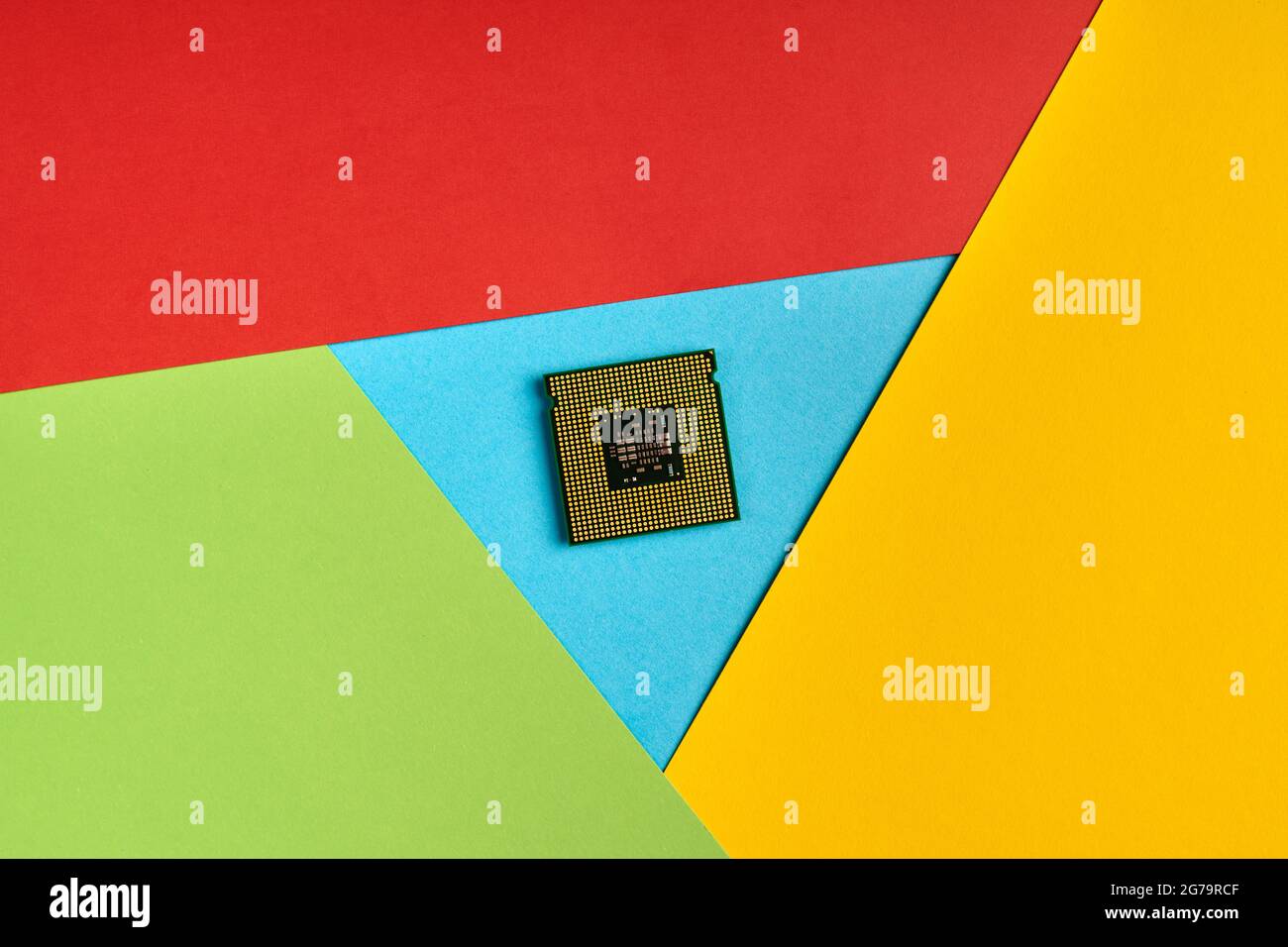 Popular browser logo from paper. High CPU usage. Red, yellow, green and ...