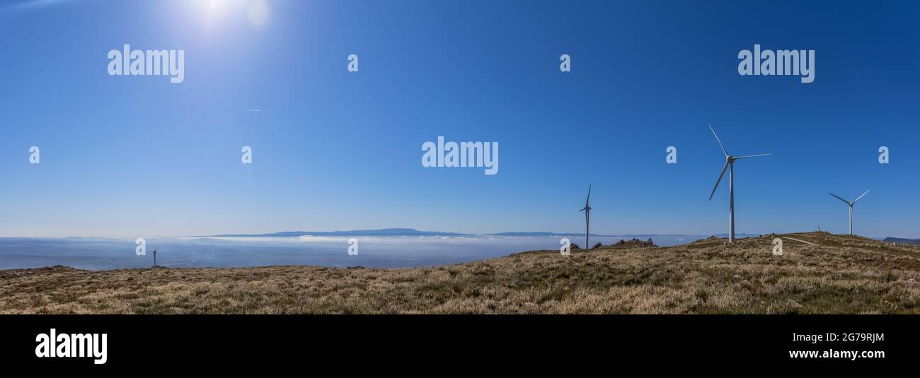 Panoramic and amazing view from the top of the Caramulo mountains over ...