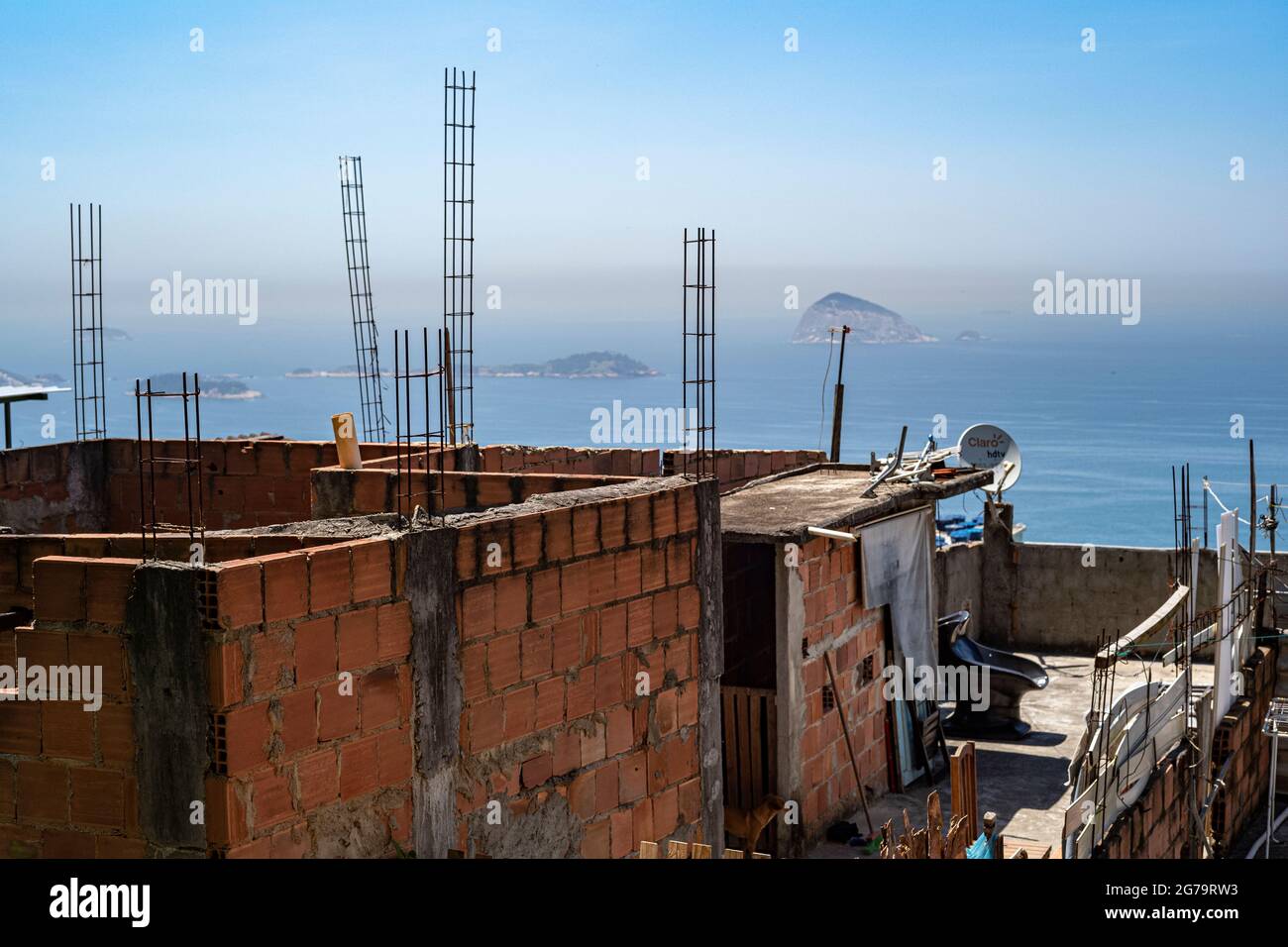 Fragile residential constructions of favela Vidigal in Rio de Janeiro ...