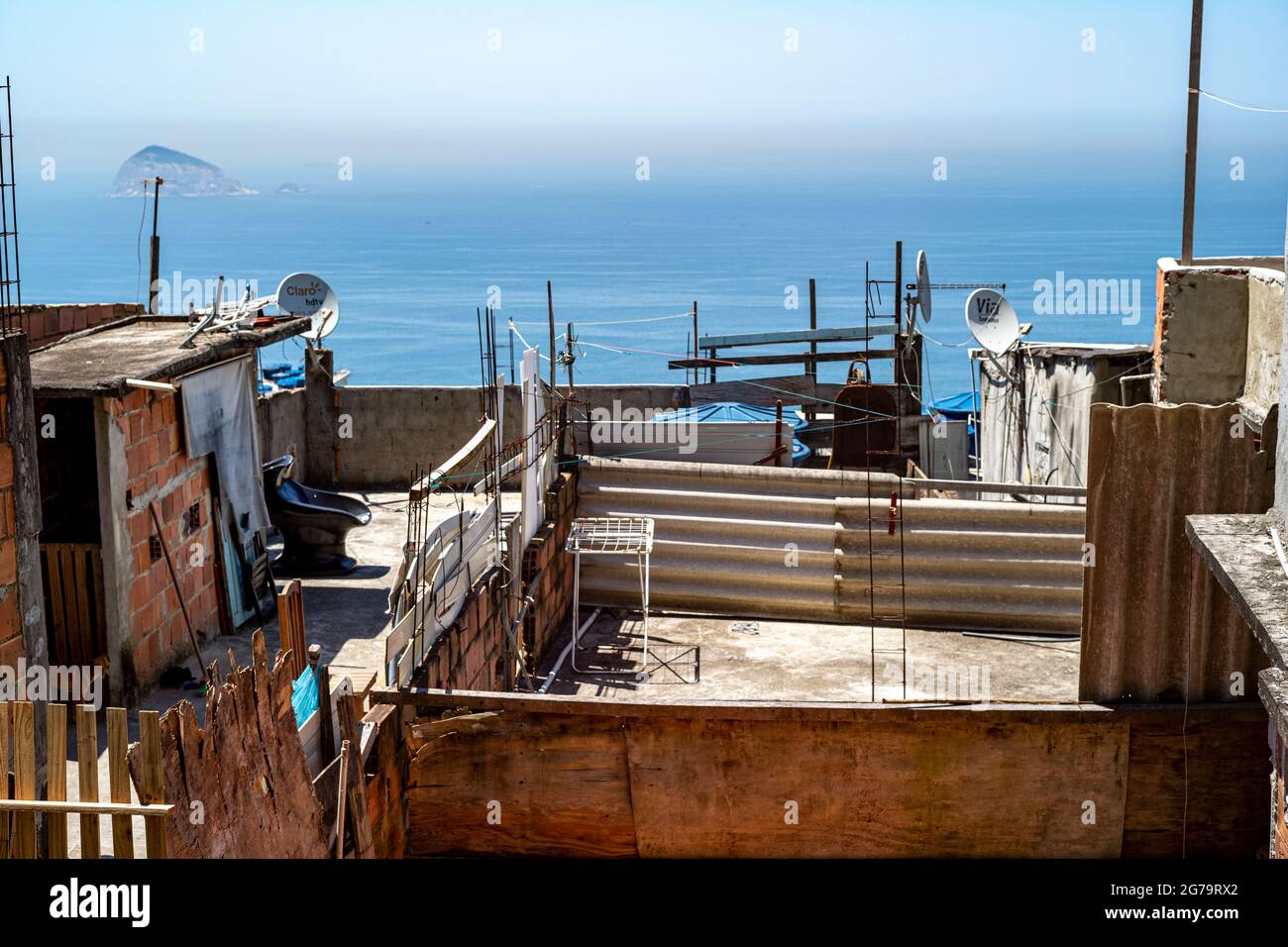 Fragile residential constructions of favela Vidigal in Rio de Janeiro ...