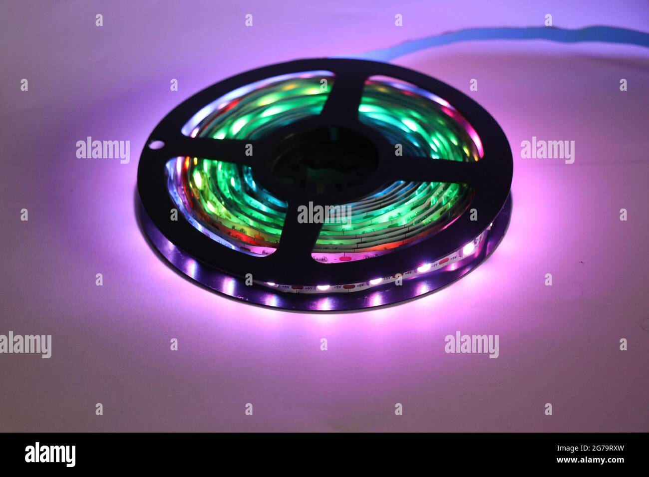 Light patterns from Spool of RGB led strip Stock Photo - Alamy
