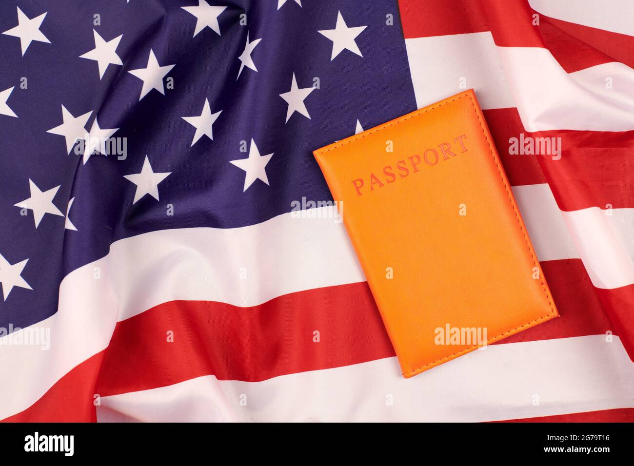 Passport on United States of America flag. National USA flag, patriotic ...