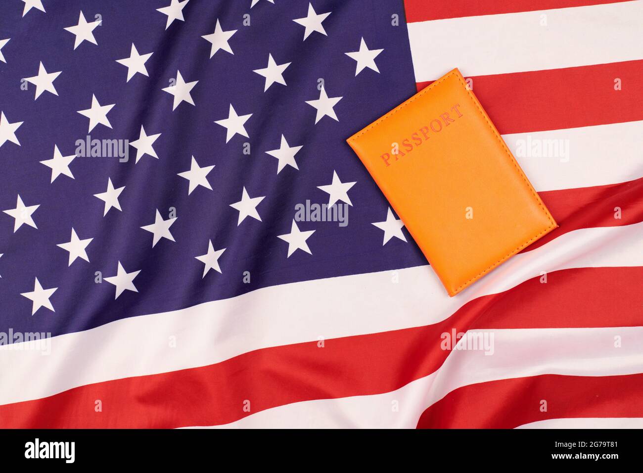 Passport on United States of America flag. National USA flag, patriotic ...