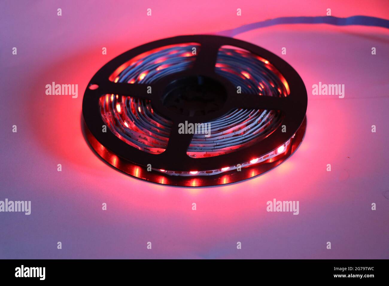 Beautiful glow of red light from strip of light emitting diodes Stock ...