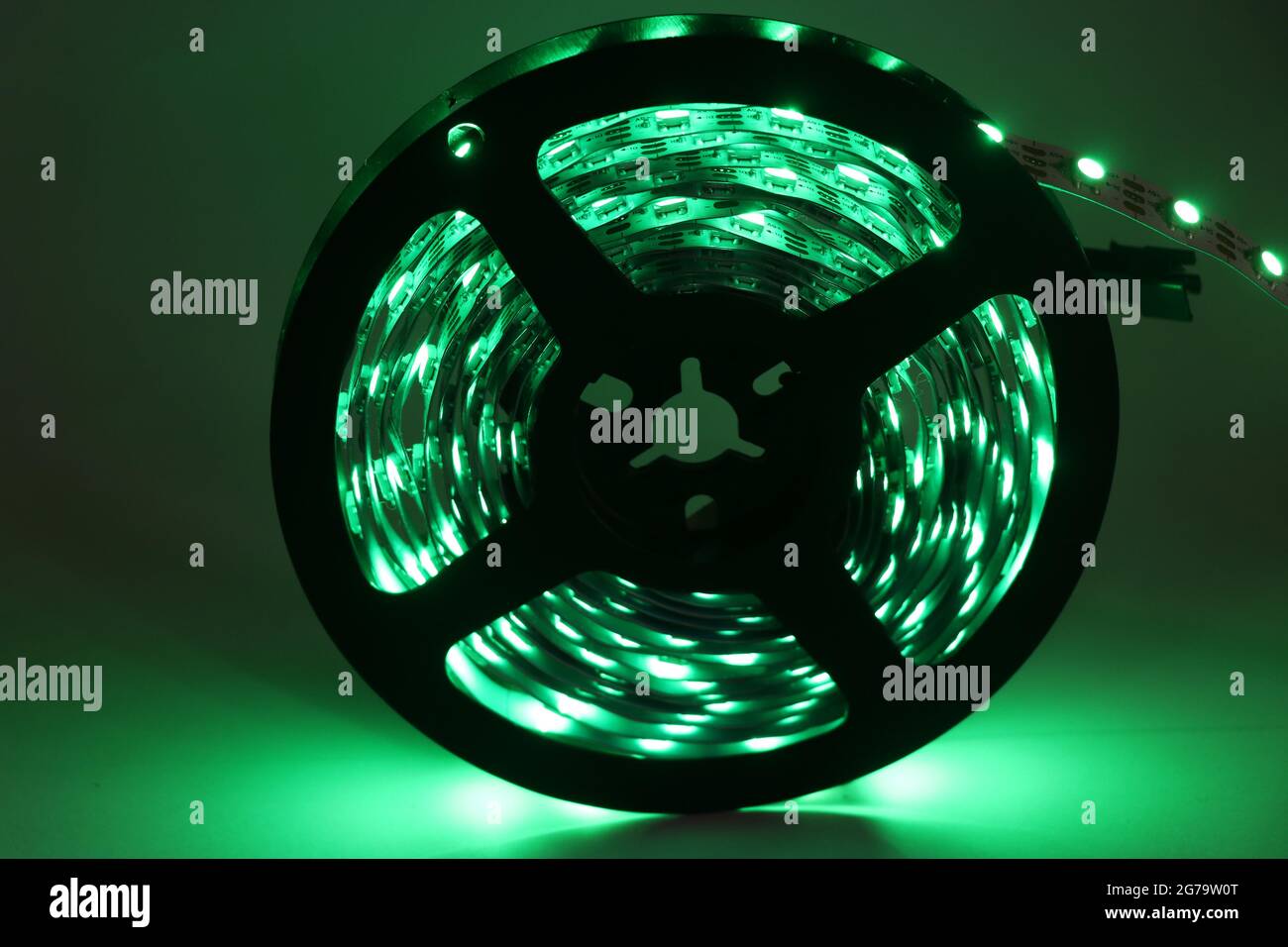 Green color LED garland. Green light emitting diode reel Stock Photo ...