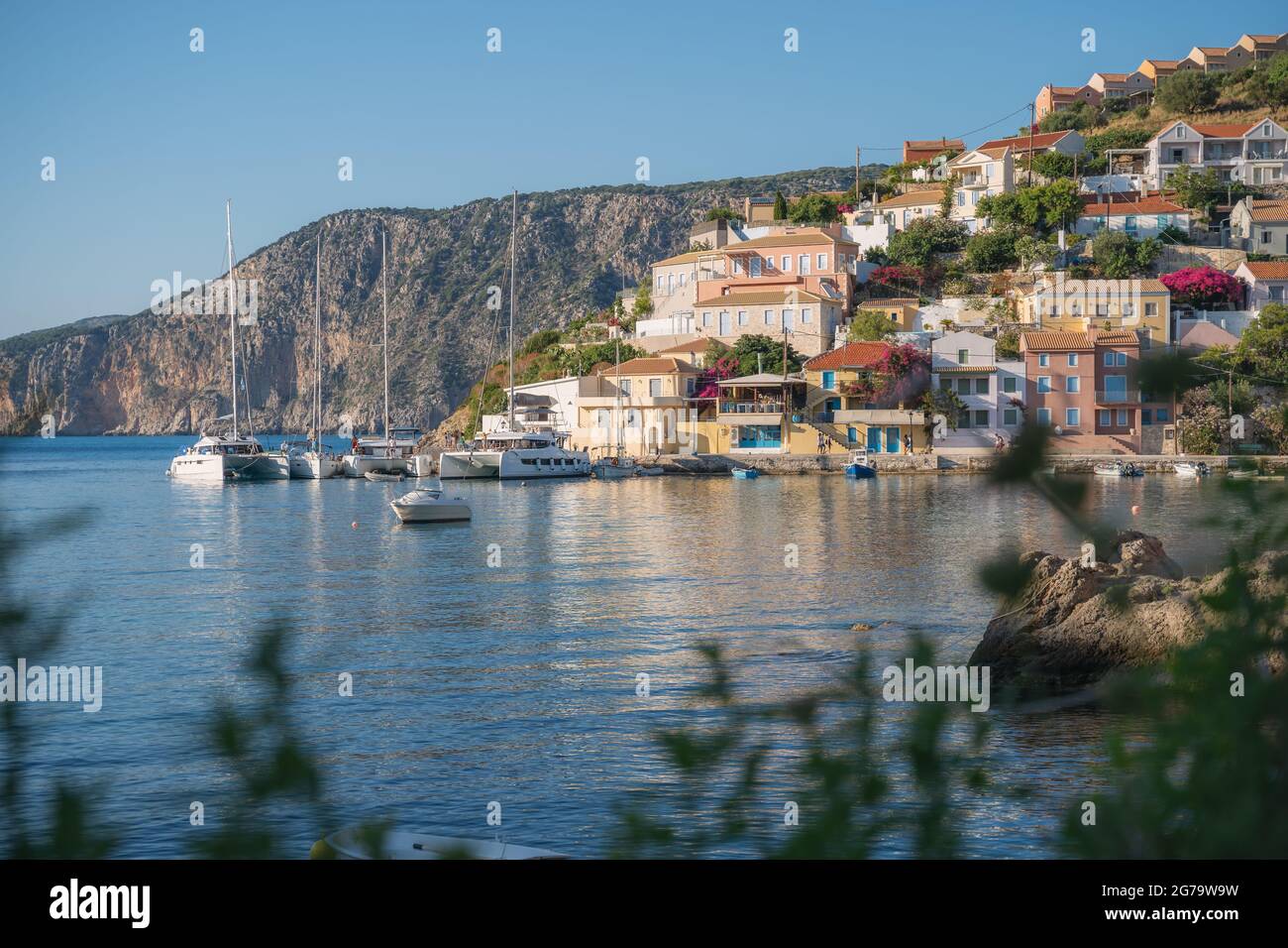 Assos town on Cephalonia Ionian island in Greece. Summer travel ...