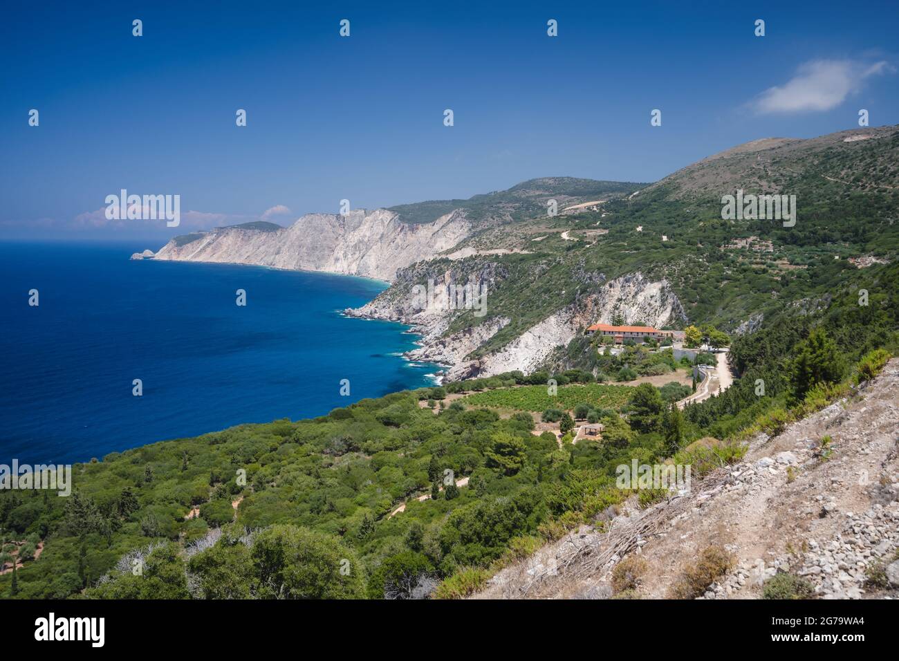 Greek monastery on a cliff above sea hi-res stock photography and ...