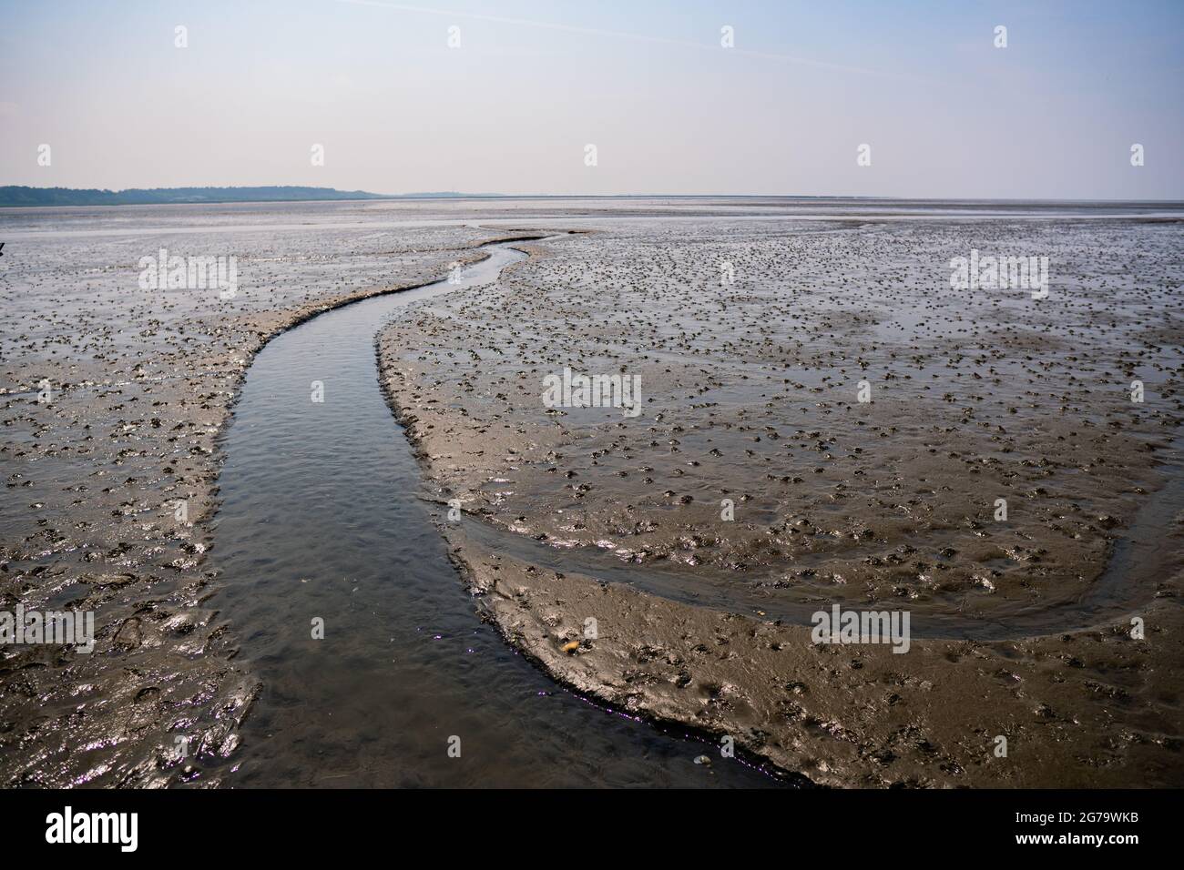 Small river floating through the mudflat of the north sea at sahlenburg ...