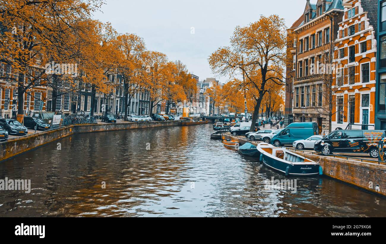 Amazing colorful cityscape of Amsterdam Stock Photo - Alamy