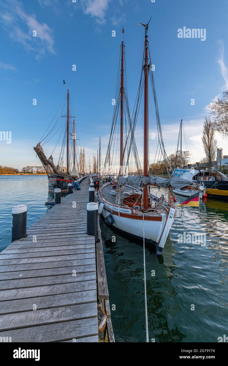 Ships in the museum harbor in Kappeln, Schleswig-Holstein Stock Photo ...