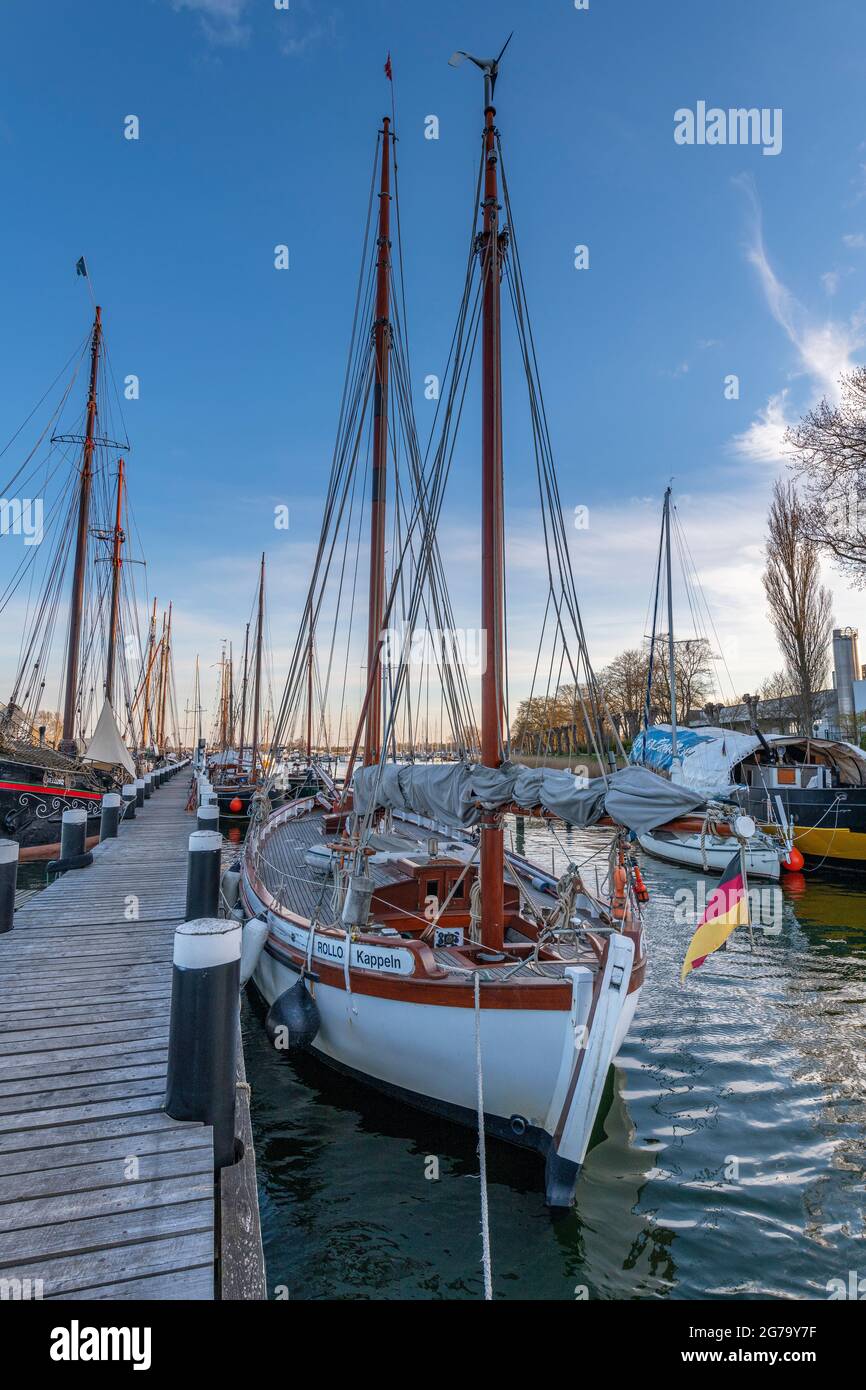 Ships in the museum harbor in Kappeln, Schleswig-Holstein Stock Photo ...