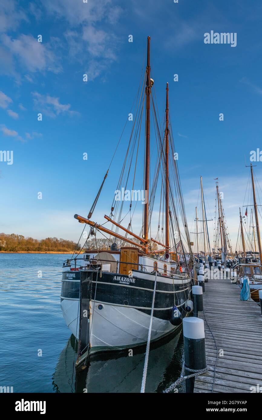 Ships in the museum harbor in Kappeln, Schleswig-Holstein Stock Photo ...