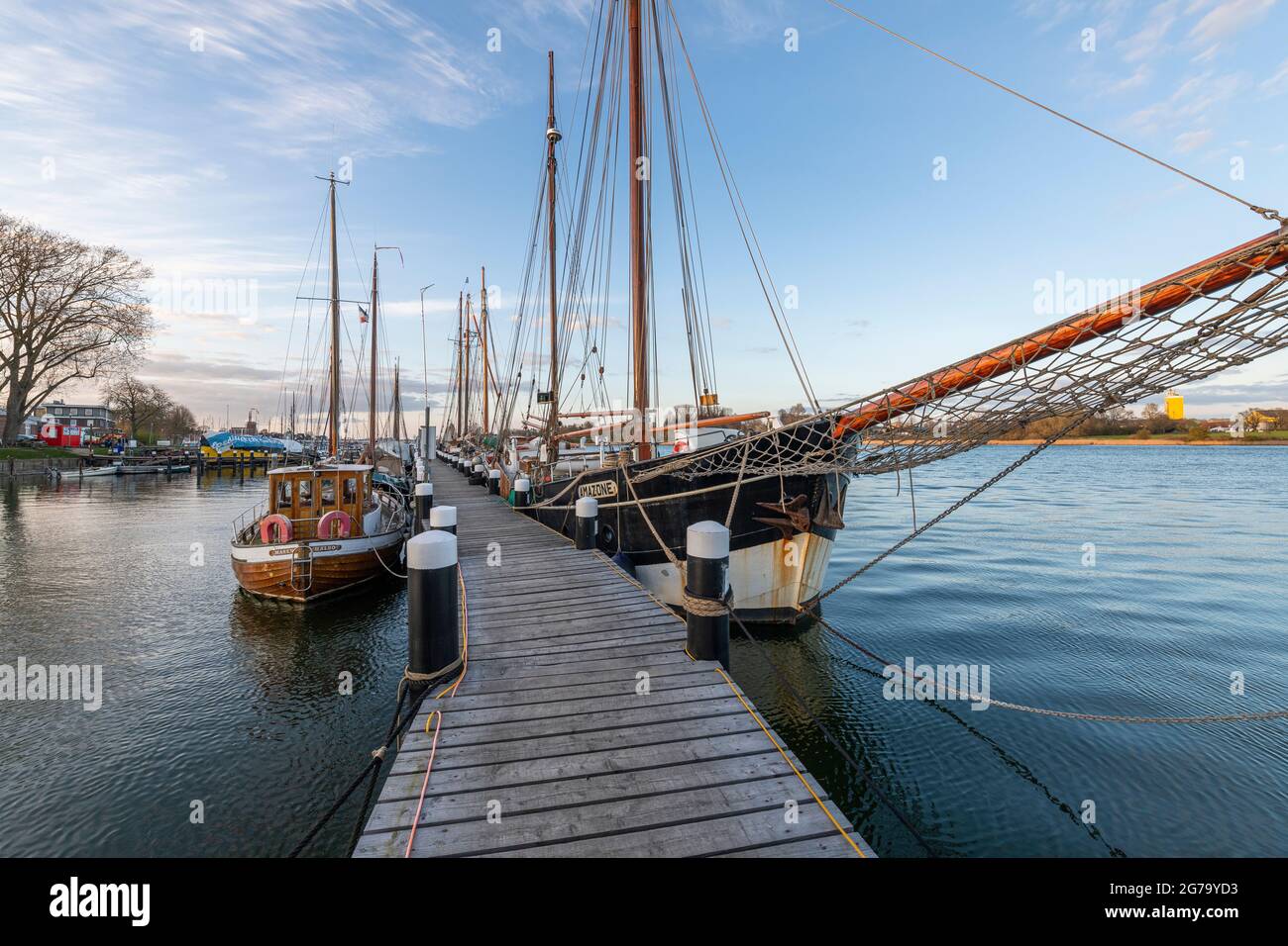 Ships in the museum harbor in Kappeln, Schleswig-Holstein Stock Photo ...
