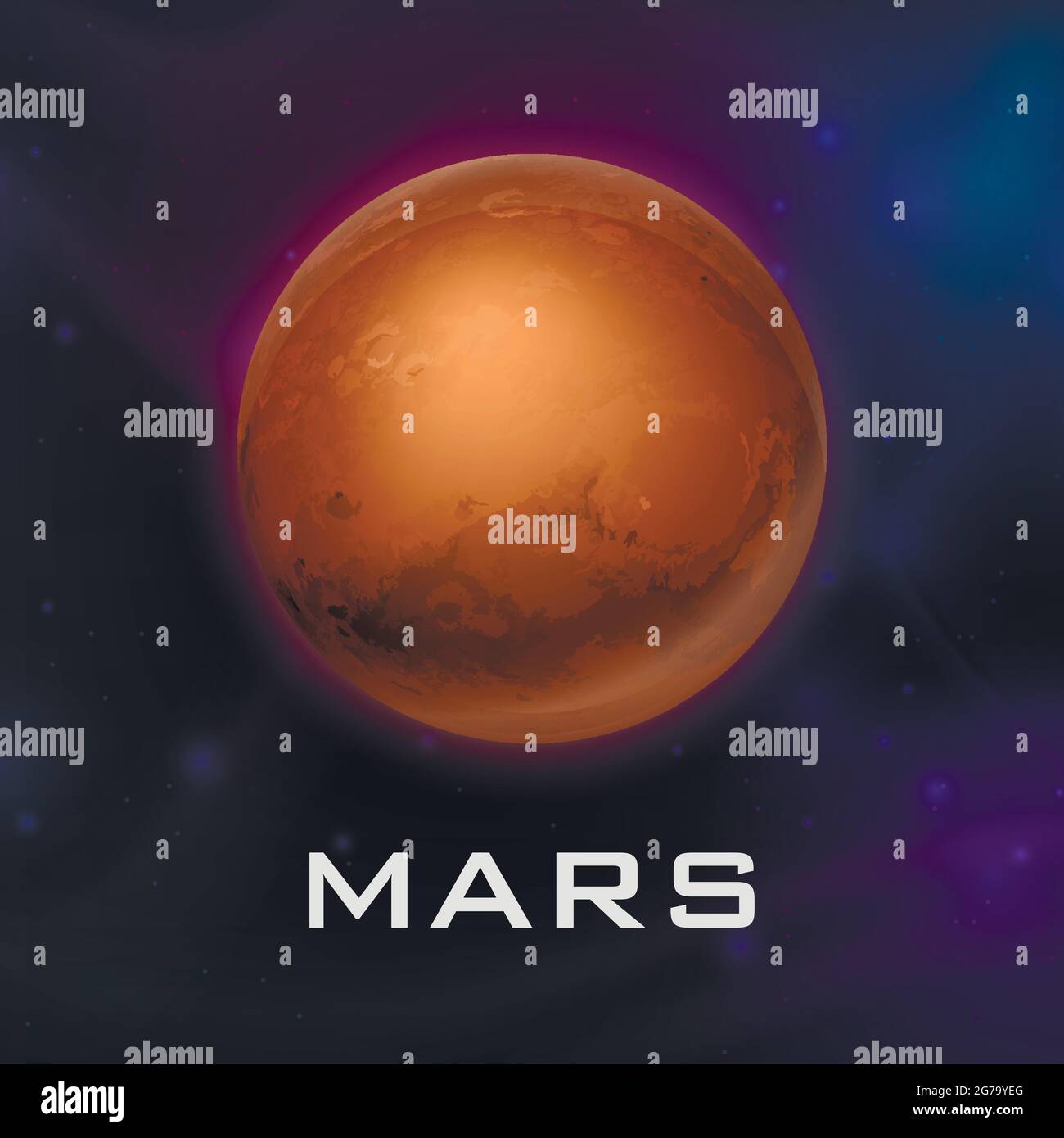 Planet Mars. Vector 3d Realistic Space Planet in Space Starry Sky ...
