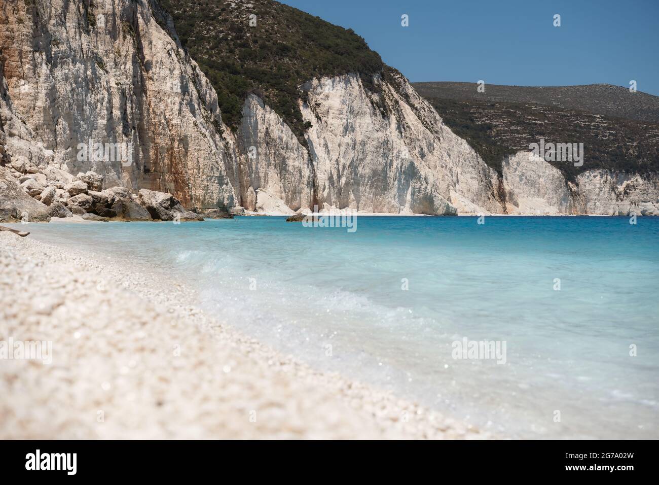 Remote and hidden Fteri beach in Keflaonia Island, Greece, Europe Stock ...