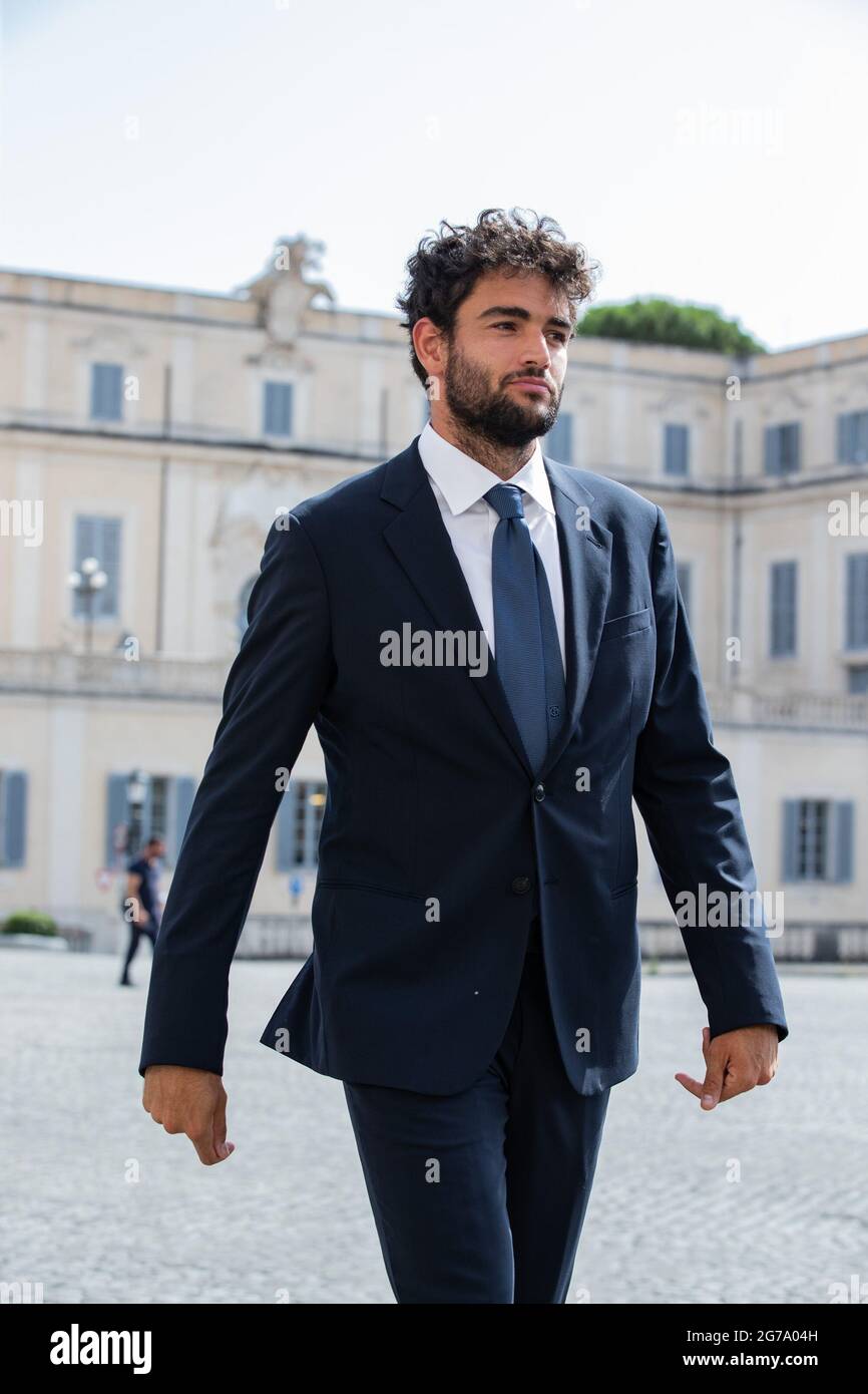 Rome, Matteo Berrettini arrives at the Quirinale Stock Photo - Alamy
