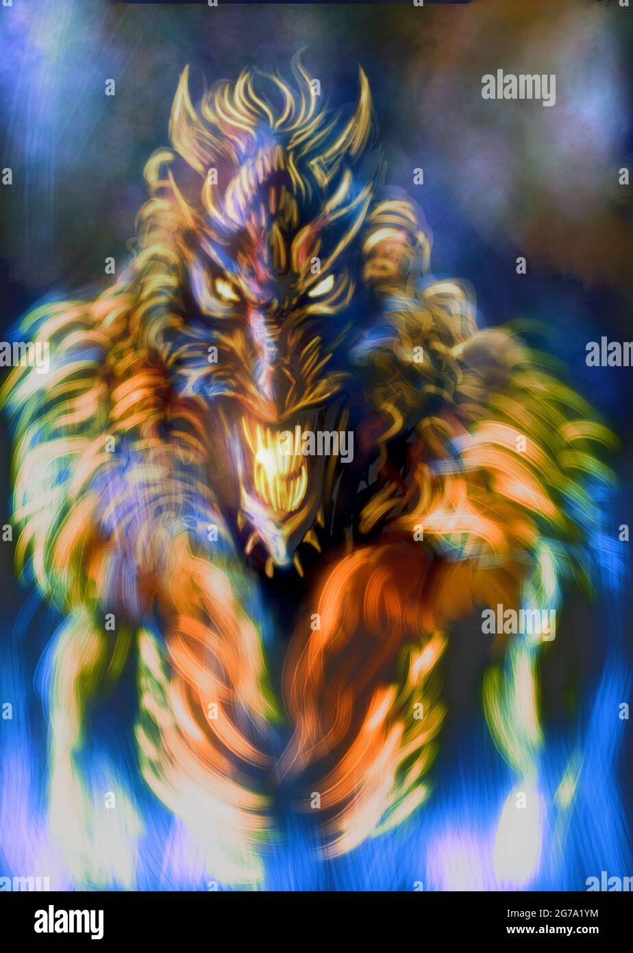 a hellish demon illustration Stock Photo - Alamy