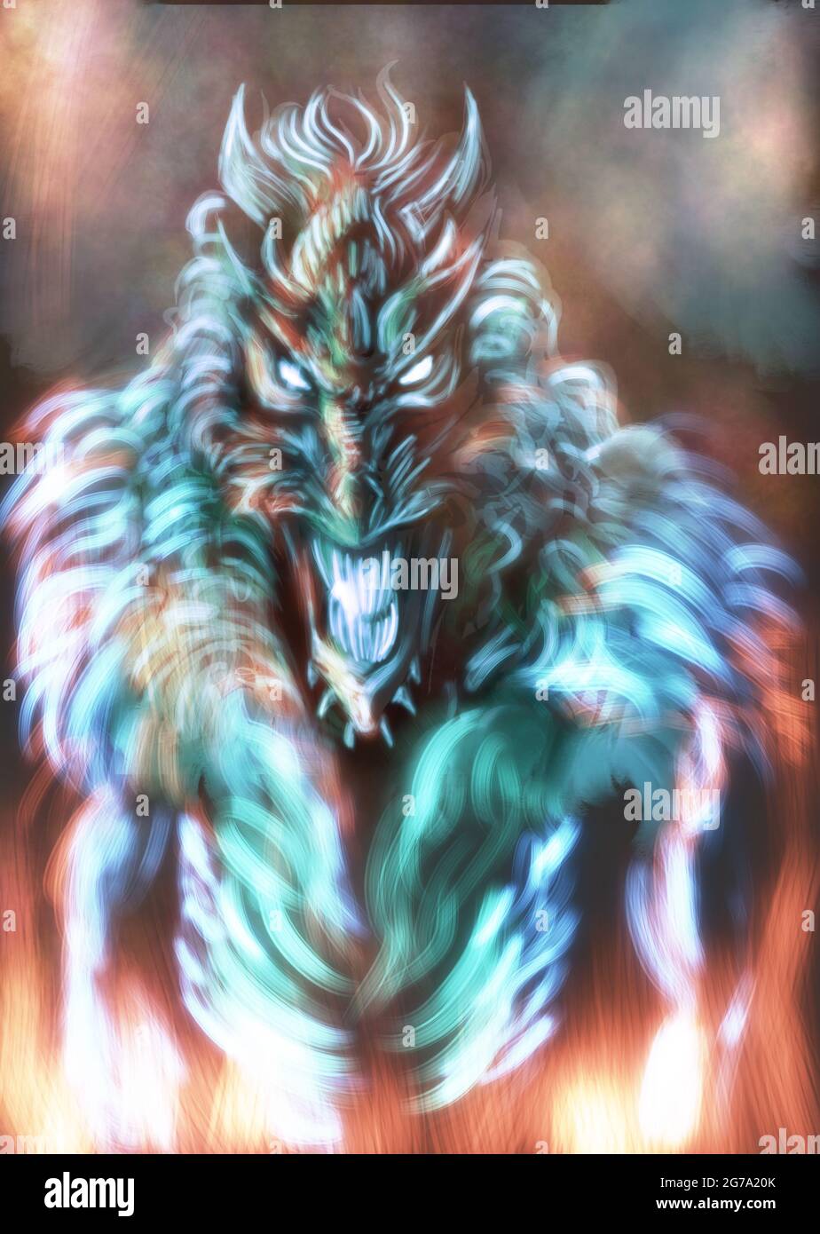 a hellish demon illustration Stock Photo - Alamy