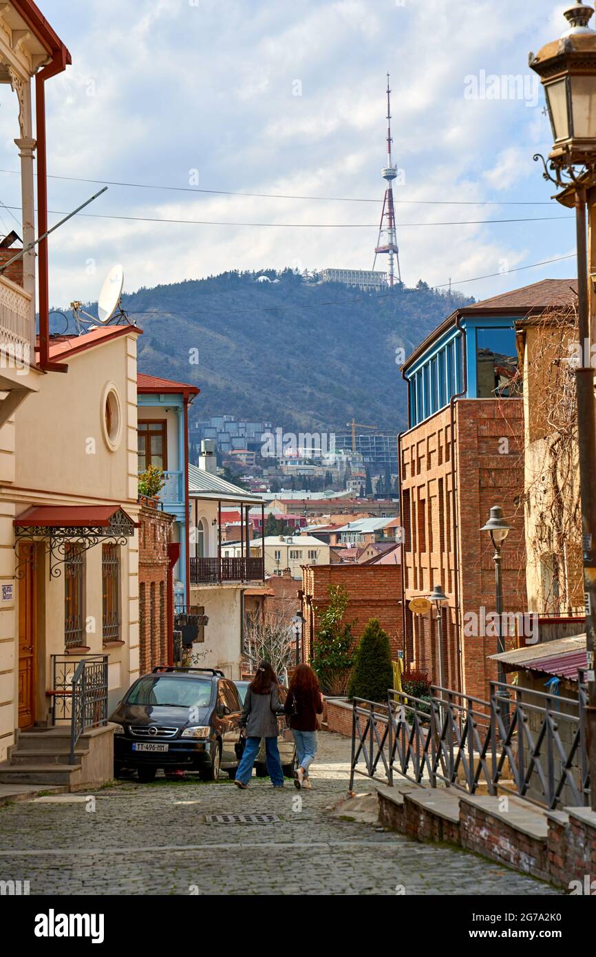 The atmosphere of the old city of Tbilisi. Historical architecture of ...