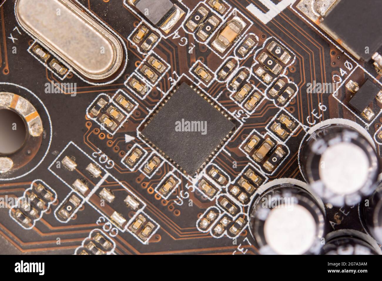 Close up blank microchip on Electronic circuit board Stock Photo - Alamy