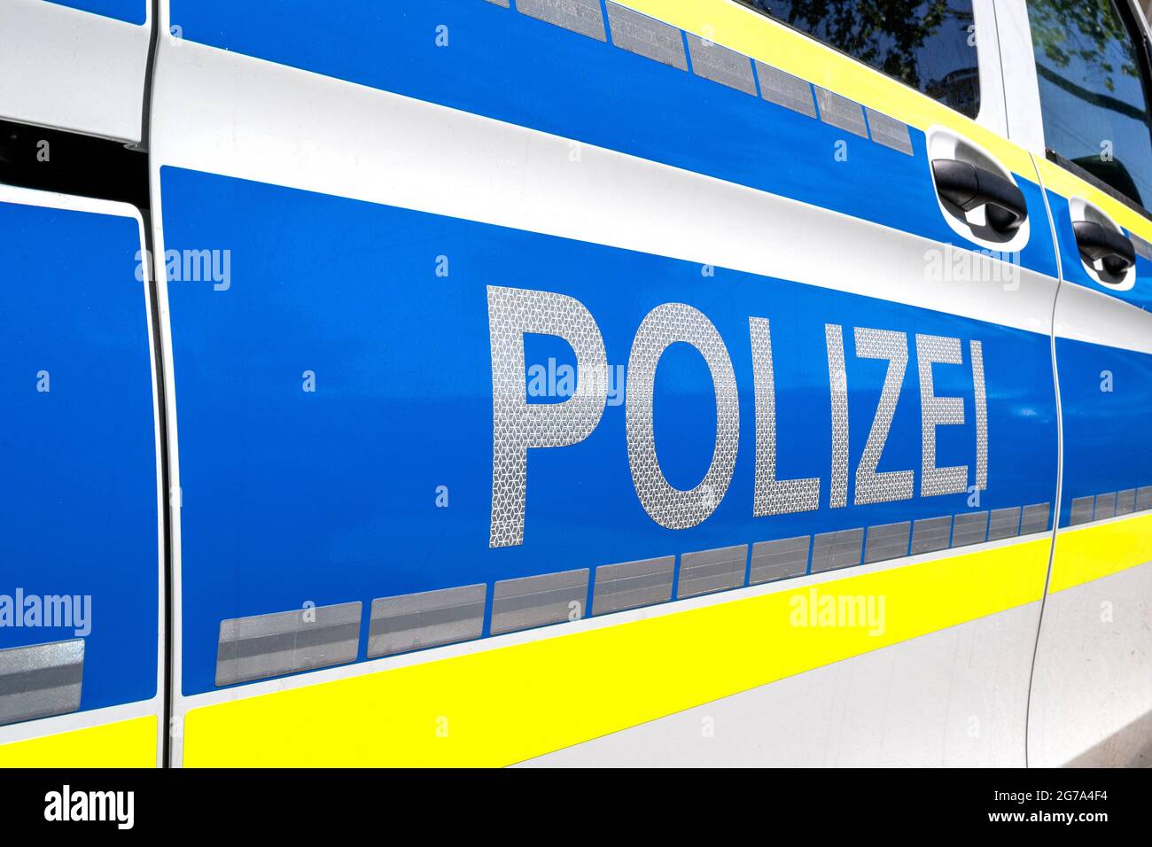 lettering at patrol car of German Police Stock Photo - Alamy