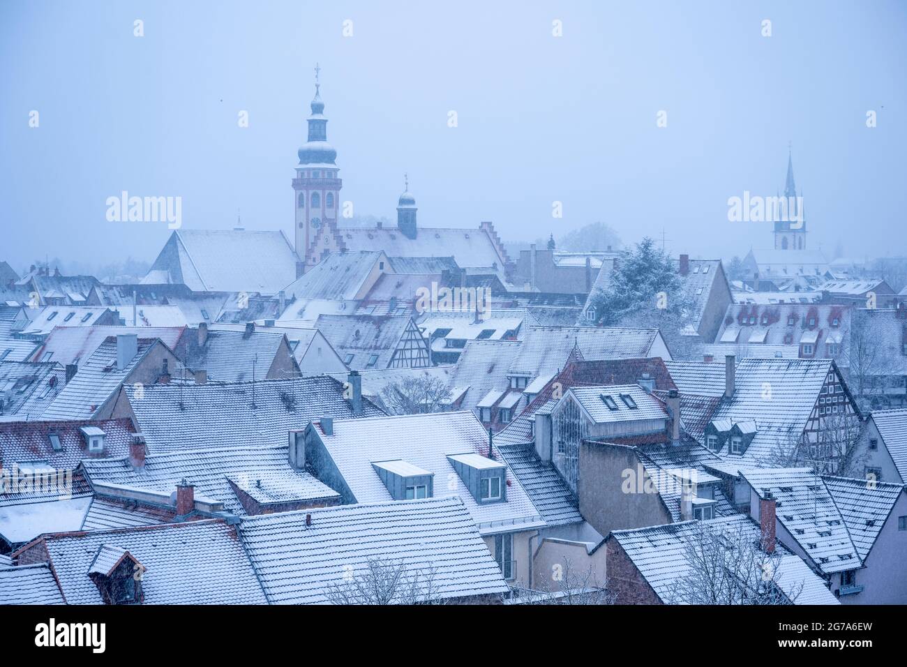 Germany, Baden-Wuerttemberg, Karlsruhe, Durlach district, view over the old town with the town ...