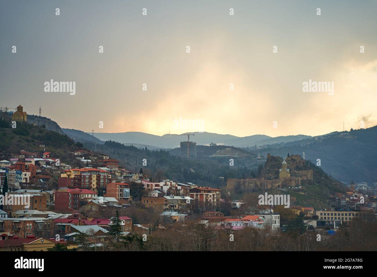 City landscape, architecture of Tbilisi. The capital of Georgia. Big ...