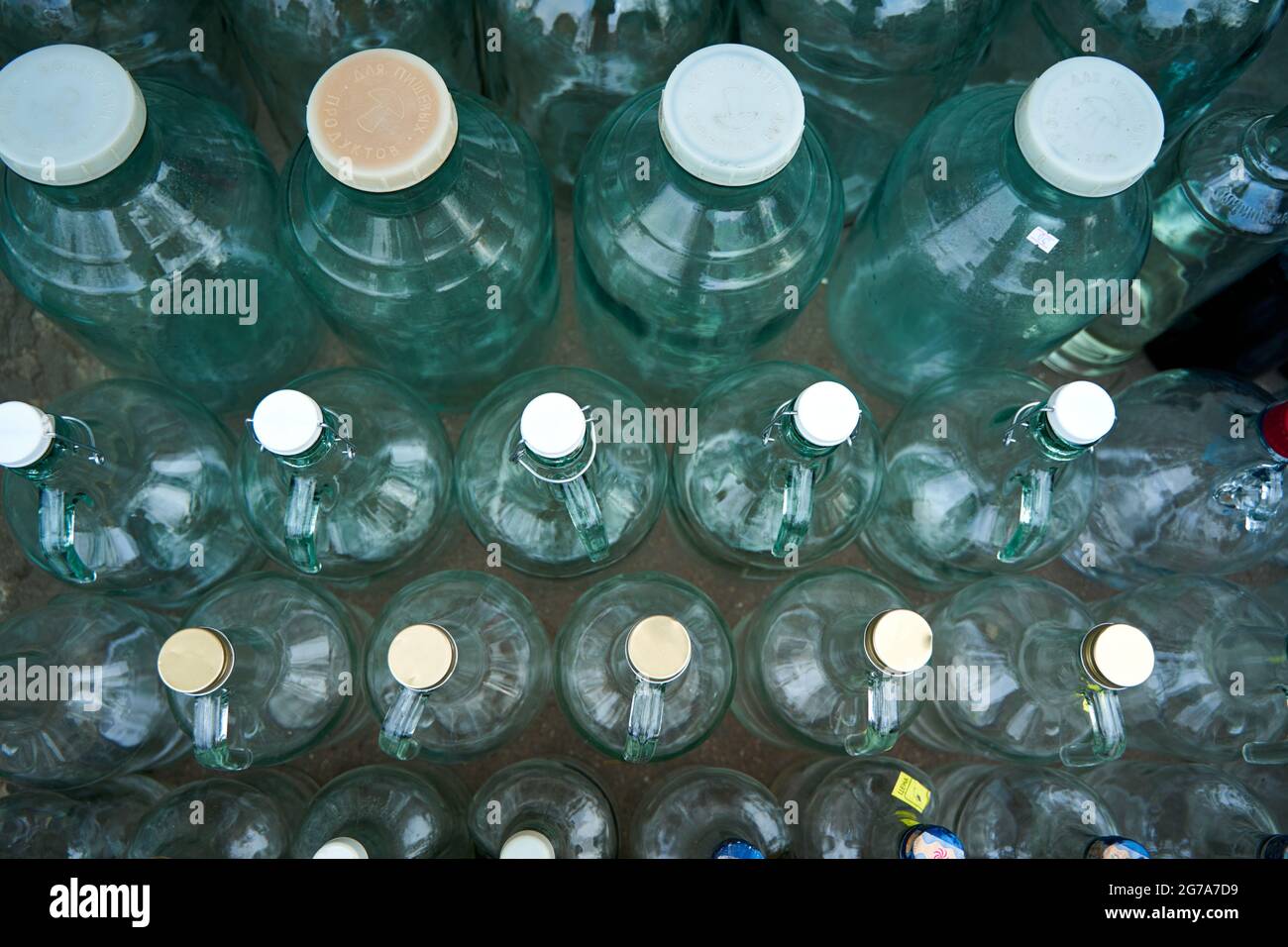 Street counter for the reception and sale of glass bottles Stock Photo ...