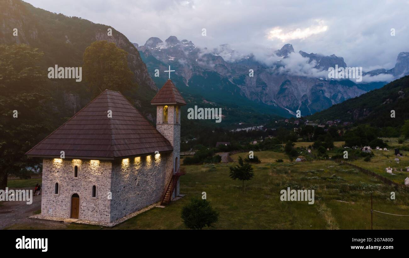 A Catholic Church in the village of Theth in Prokletije in the Acursed ...