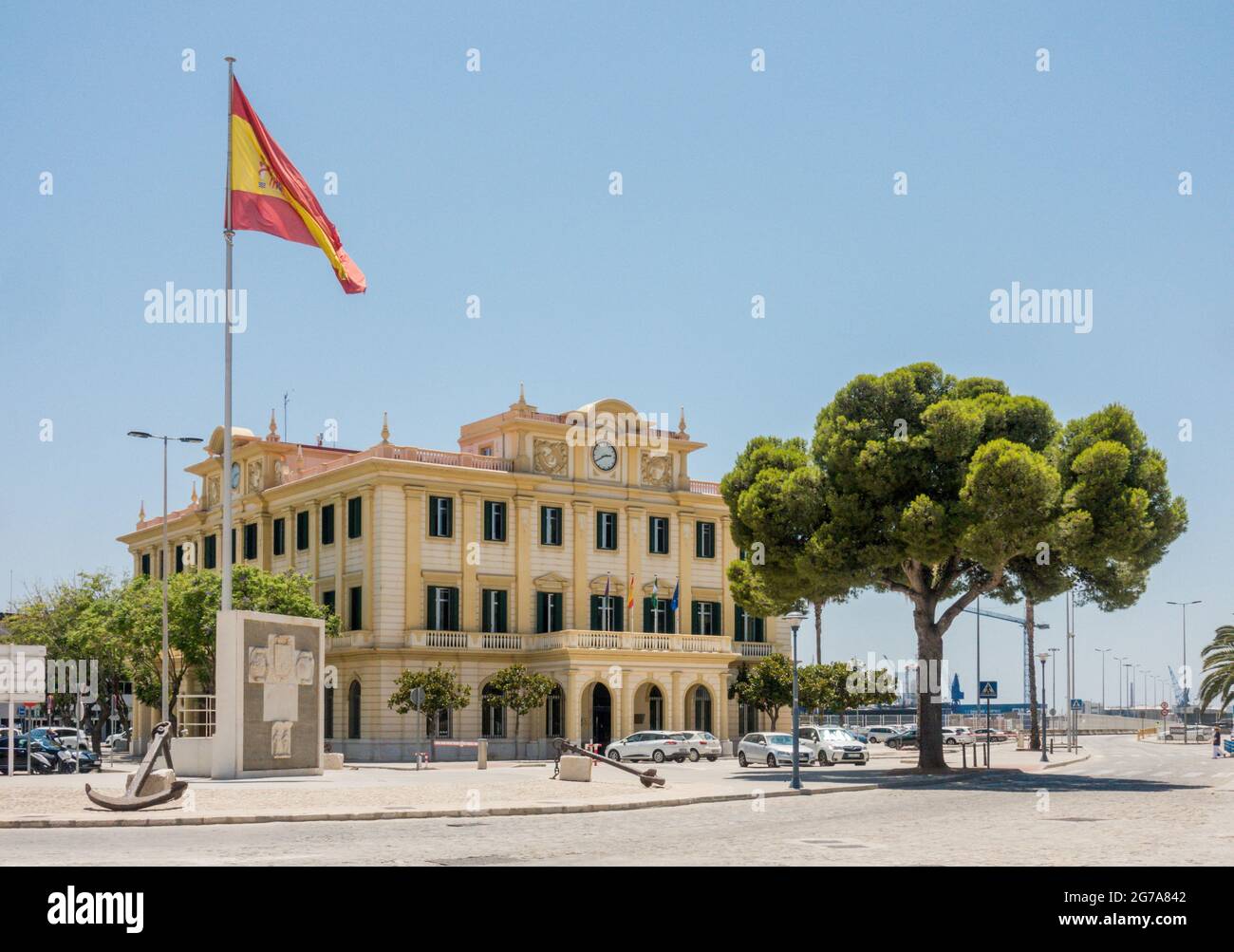 Building Port authority, harbour of Malaga, Andalusia, Spain Stock ...