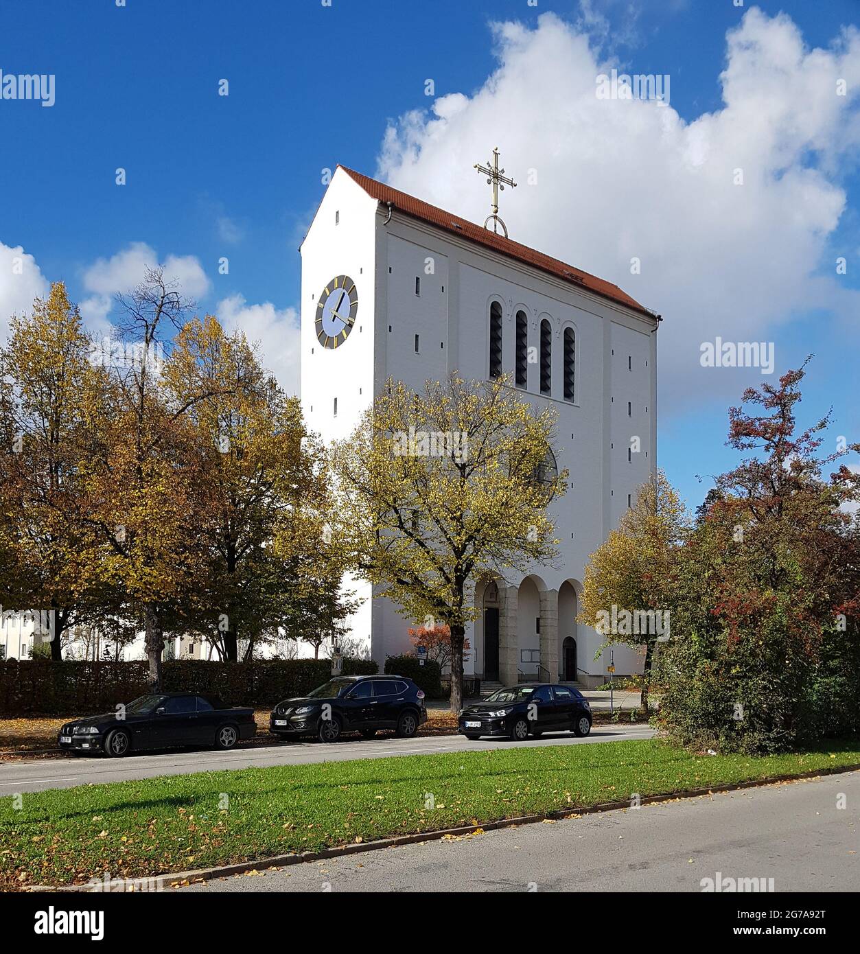 Tower of the parish church of St. Pius Stock Photo - Alamy