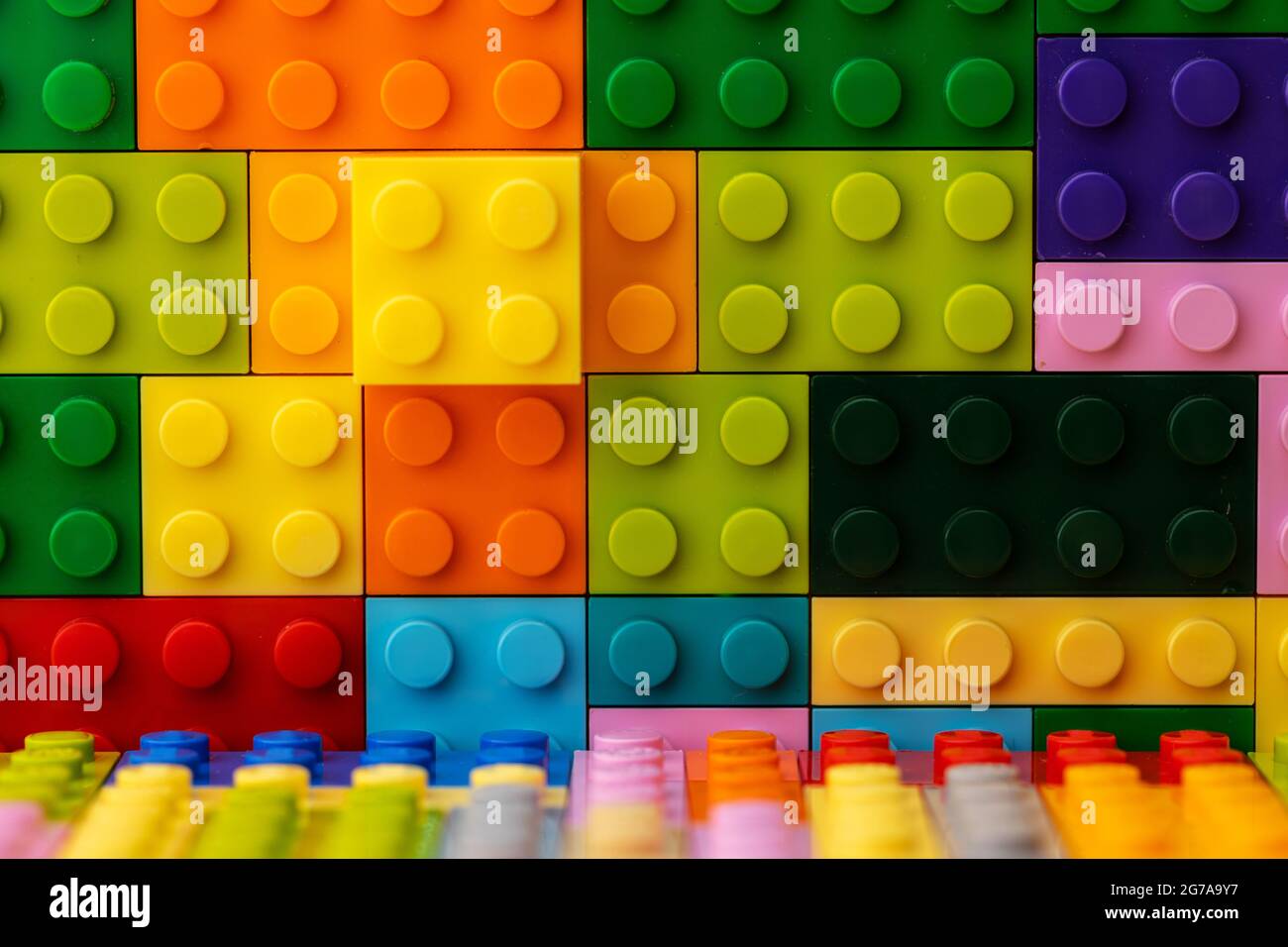 Details of children's plastic building kit close up Stock Photo - Alamy