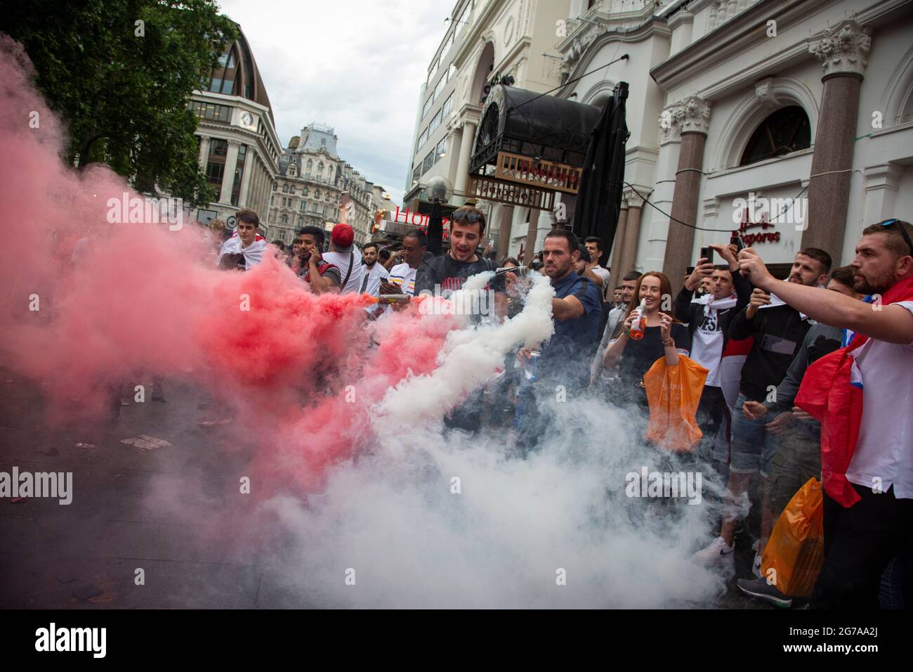 England Fans holding smoke flares ahead of the Euro 2020 Final England ...