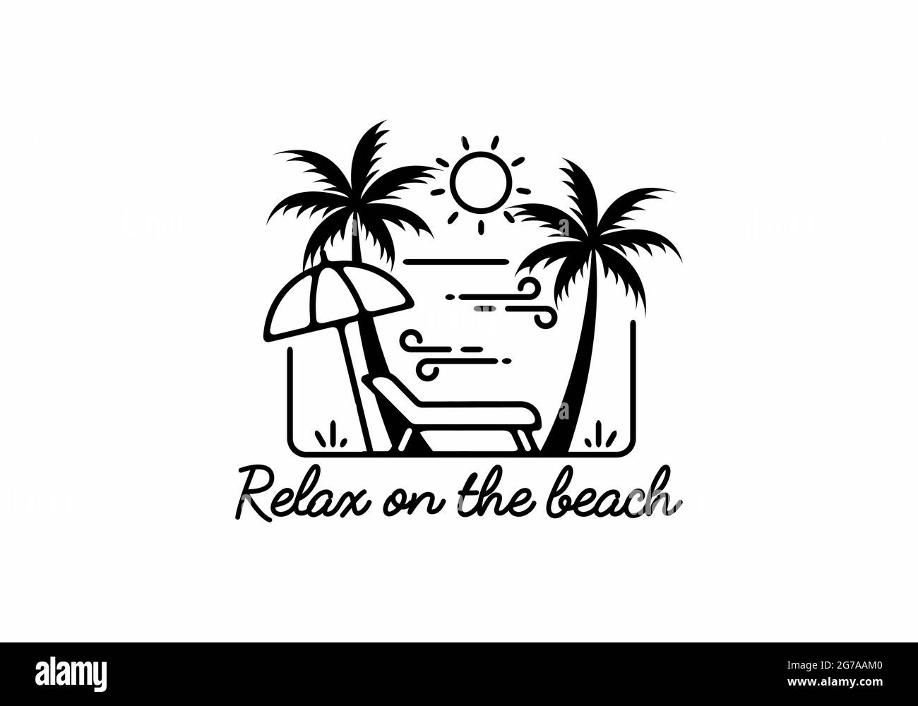 Relax on the beach line art illustration design Stock Vector Image ...